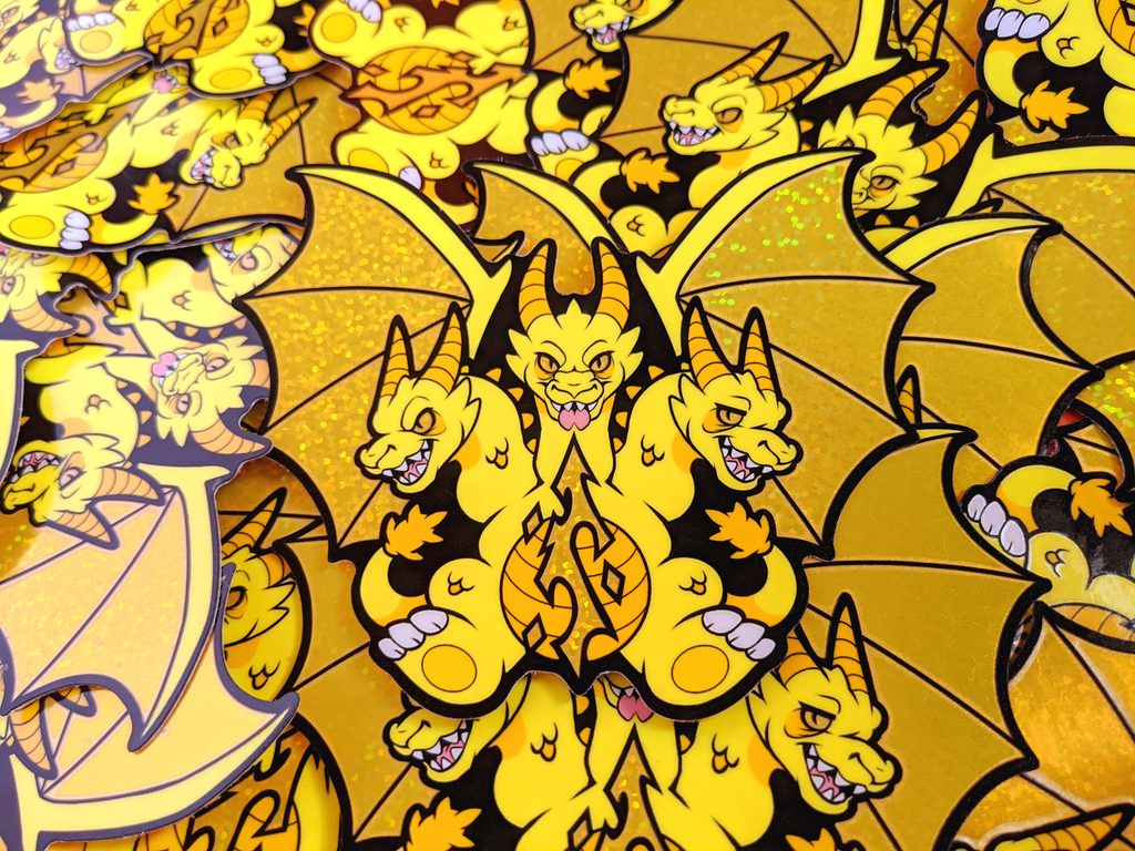 Yellow Kaiju Glitter Holographic Sticker – Muttasaur