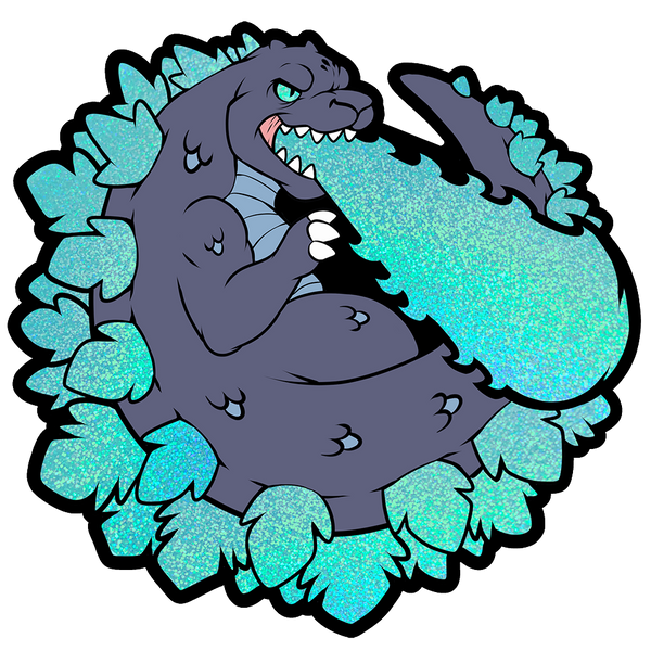Blue Kaiju Glitter Holographic Sticker – Muttasaur
